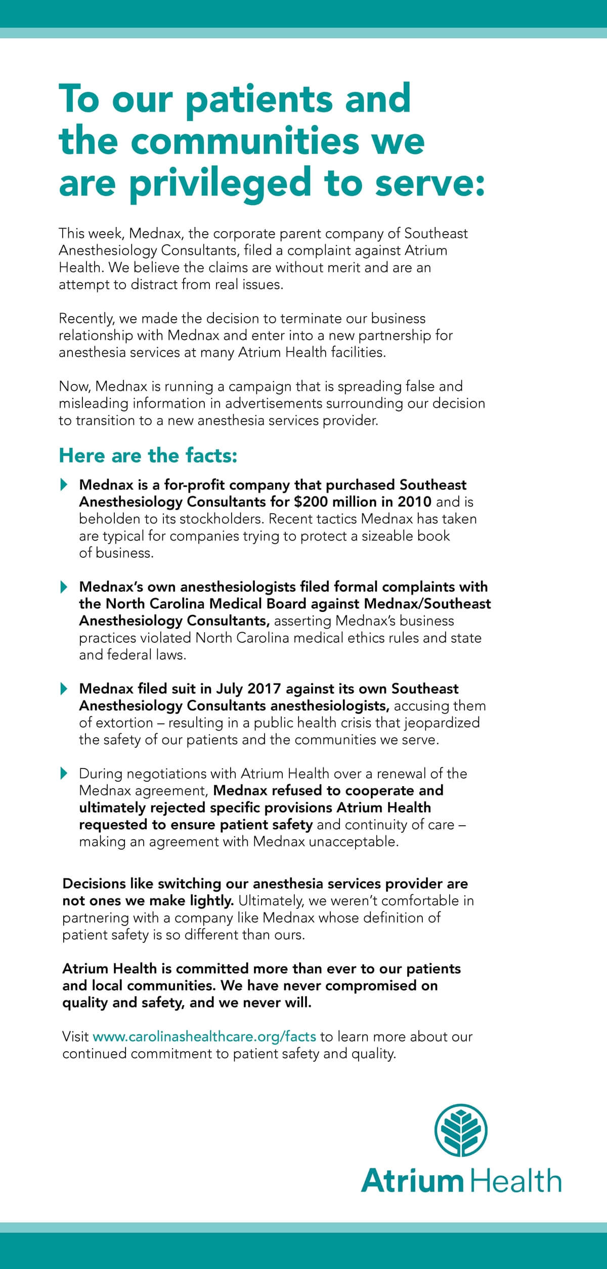 Compromising Safety and Quality is Never a Question at Atrium Health